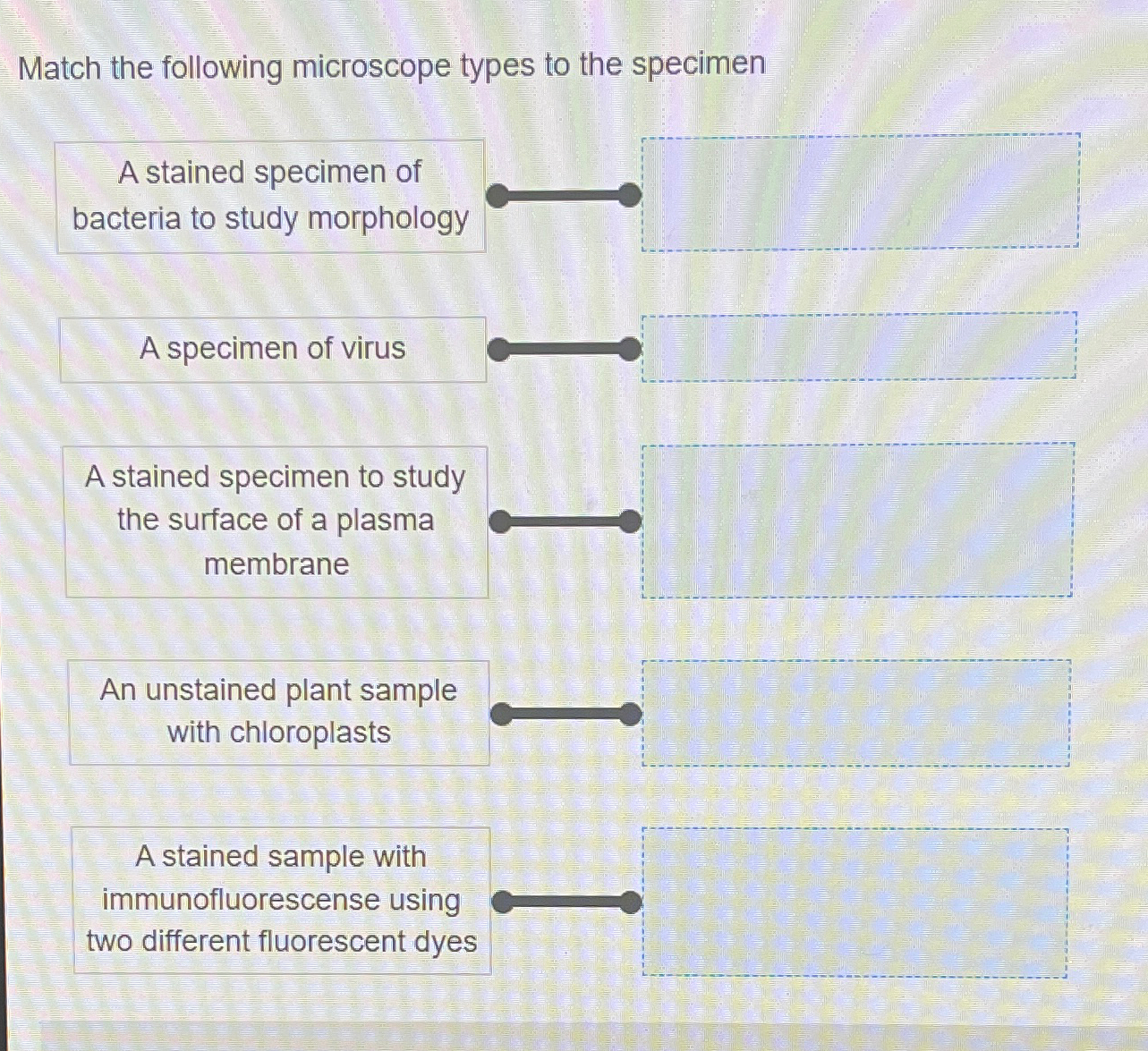 Solved Match the following microscope types to the specimenA | Chegg.com