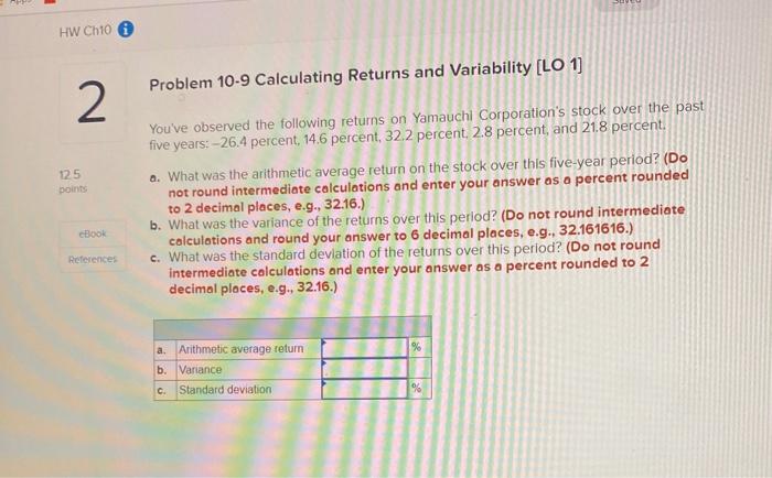 Solved Hw Ch10 Problem 10 9 Calculating Returns And 