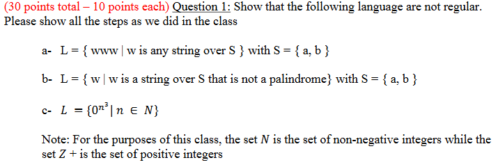 Solved (30 ﻿points total -10 ﻿points each) ﻿Question 1: Show | Chegg.com