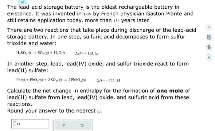 Solved The lead-acid storage battery is the oldest | Chegg.com