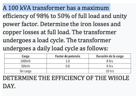 Solved A 100 kVA transformer has a maximum efficiency of 98% | Chegg.com