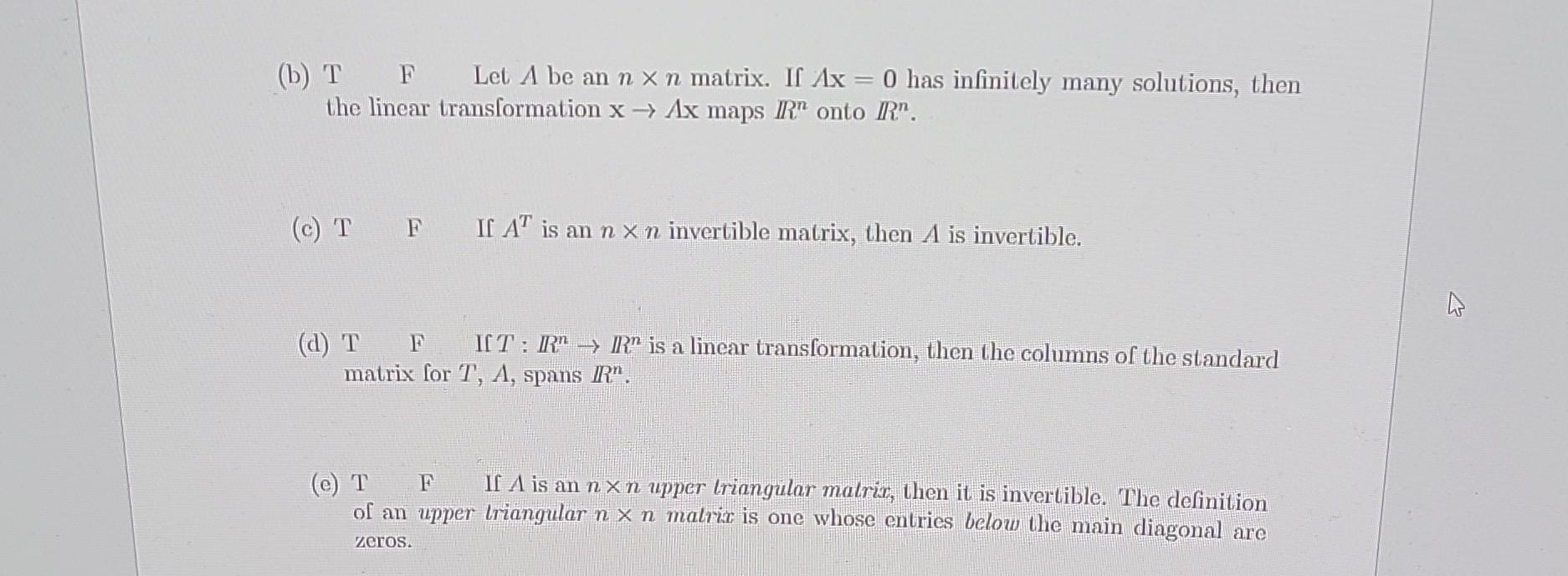 Solved 1. (15 pts) Mark T for true or F for false, and then | Chegg.com