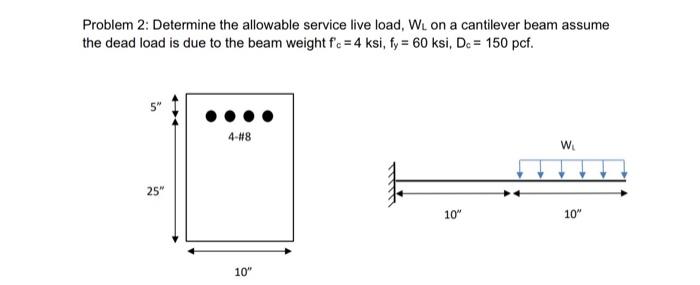 Solved Problem 2: Determine the allowable service live load, | Chegg.com