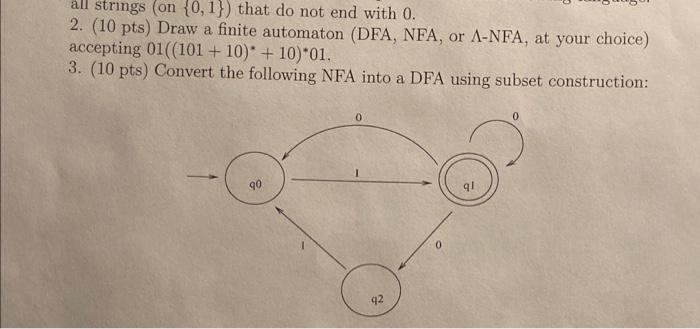 Solved all strings (on {0,1} ) that do not end with 0 . 2. | Chegg.com