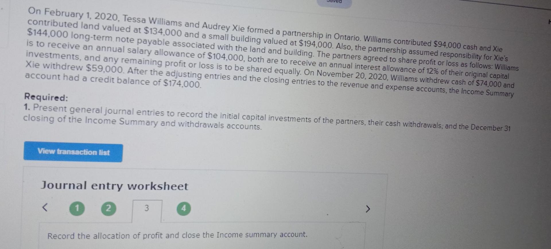 Solved On February 1 2020 Tessa Williams And Audrey Xie Chegg