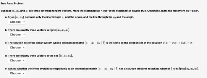 Solved Suppose a1,a3 and a3 are three different nonzero | Chegg.com