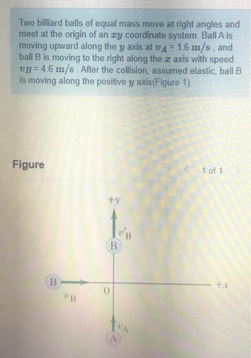 Solved Two billiard balls of equal mass move at right angles | Chegg.com