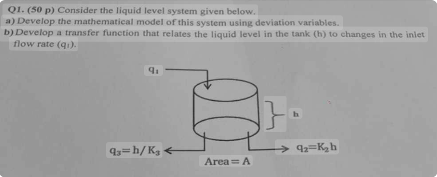Solved Consider the liquid level system given below.a) | Chegg.com