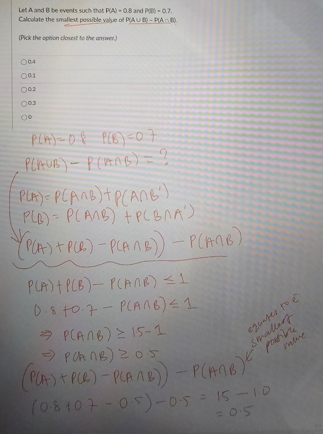 Solved Let A and B ﻿be events such that P(A)=0.8 ﻿and | Chegg.com