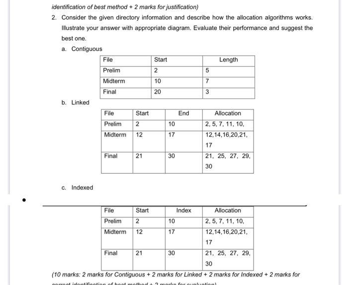 Solved 7 identification of best method + 2 marks for | Chegg.com