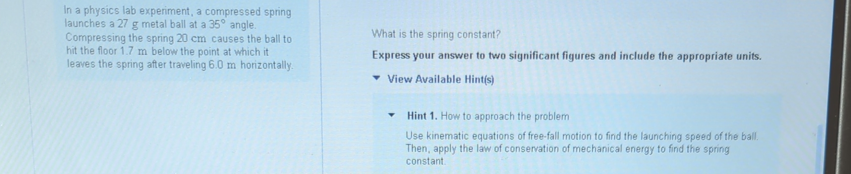 Solved In a physics lab experiment, a compressed spring | Chegg.com