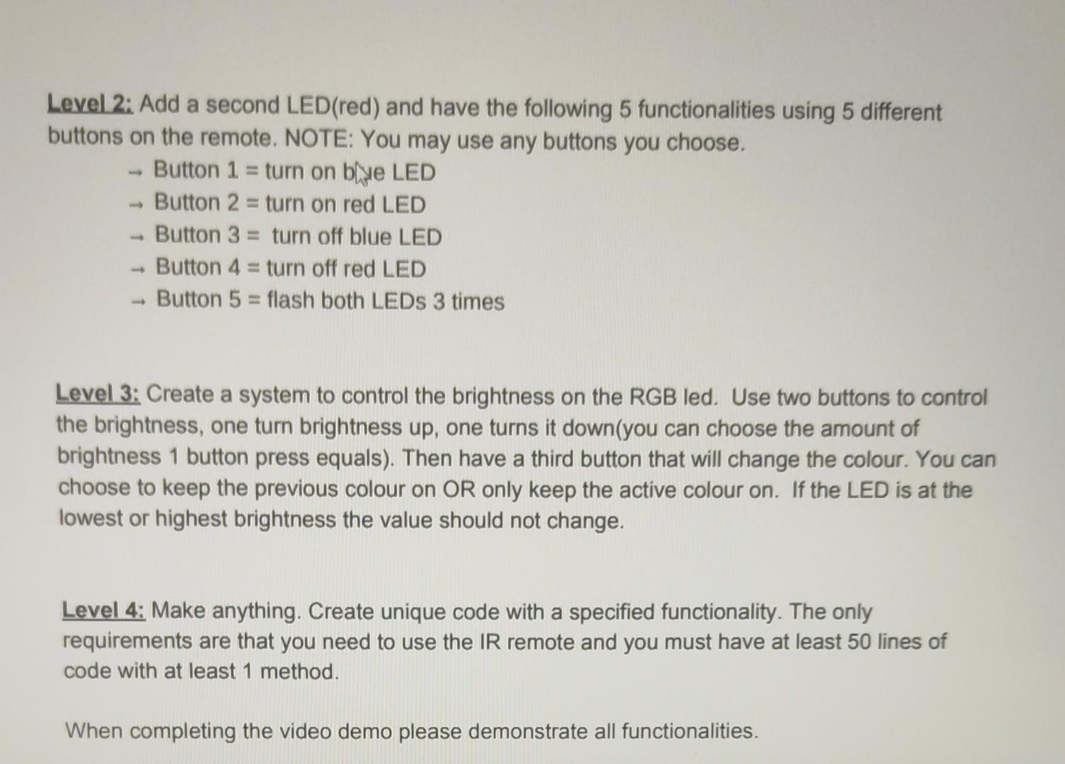 Solved Level 2: Add a second LED(red) and have the following | Chegg.com