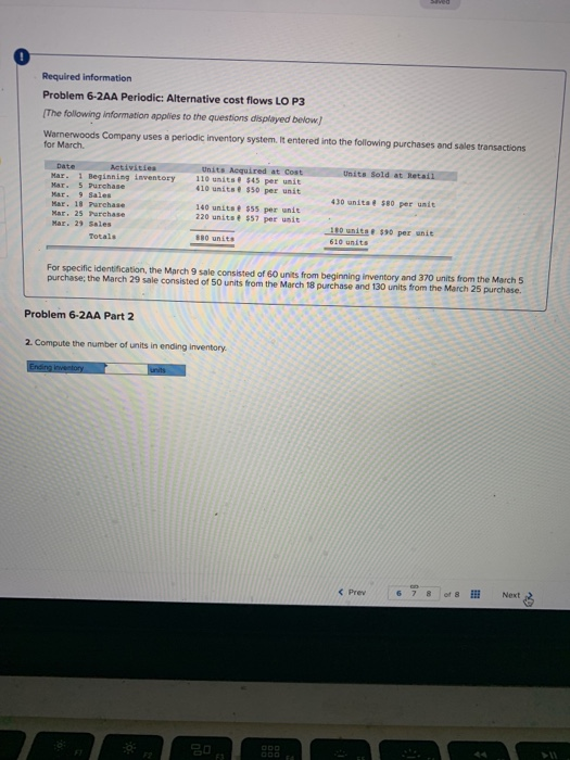 Solved Saved Required information Problem 6-2AA Periodic: | Chegg.com