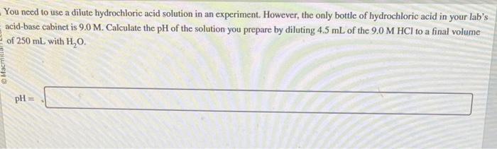 Solved You need to use a dilute hydrochloric acid solution | Chegg.com