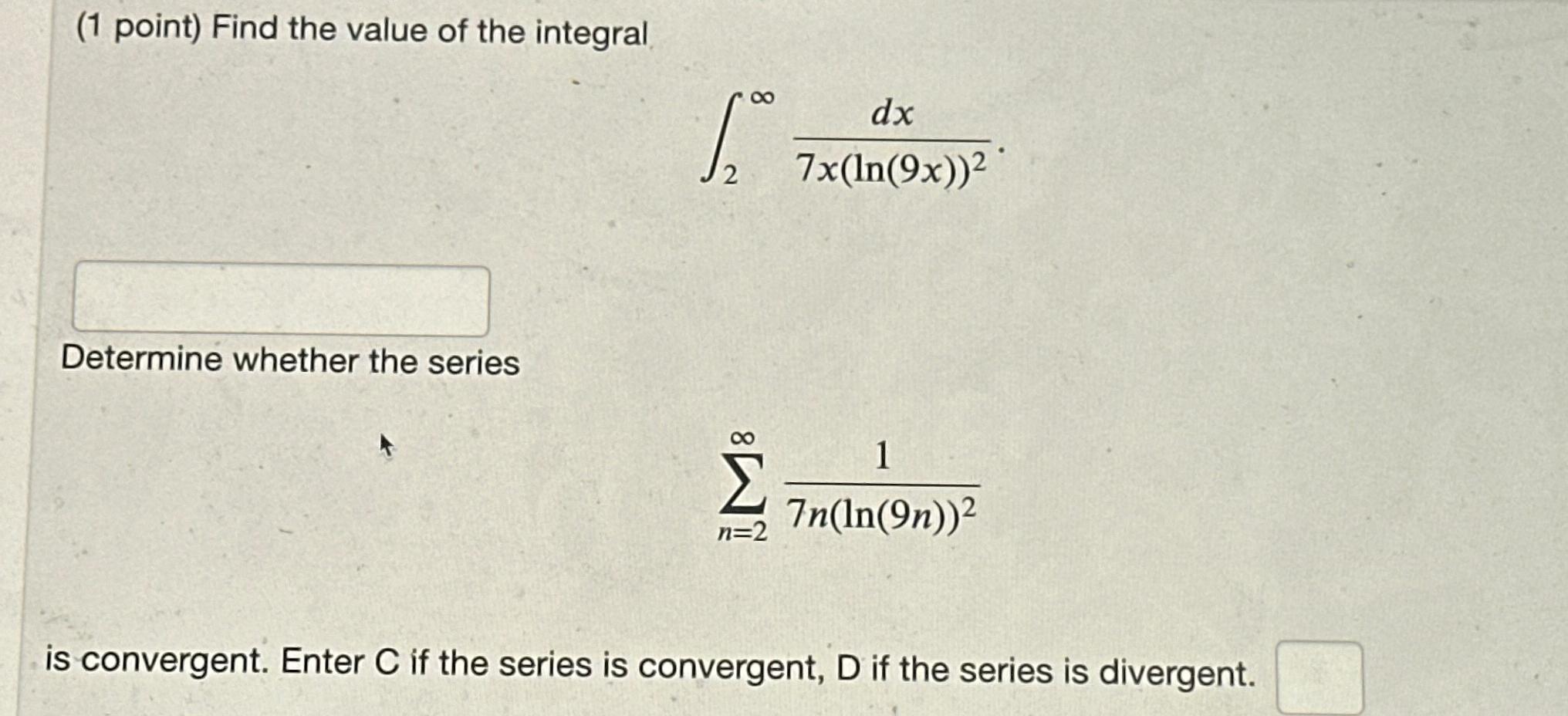 Solved (1 ﻿point) ﻿Find the value of the | Chegg.com