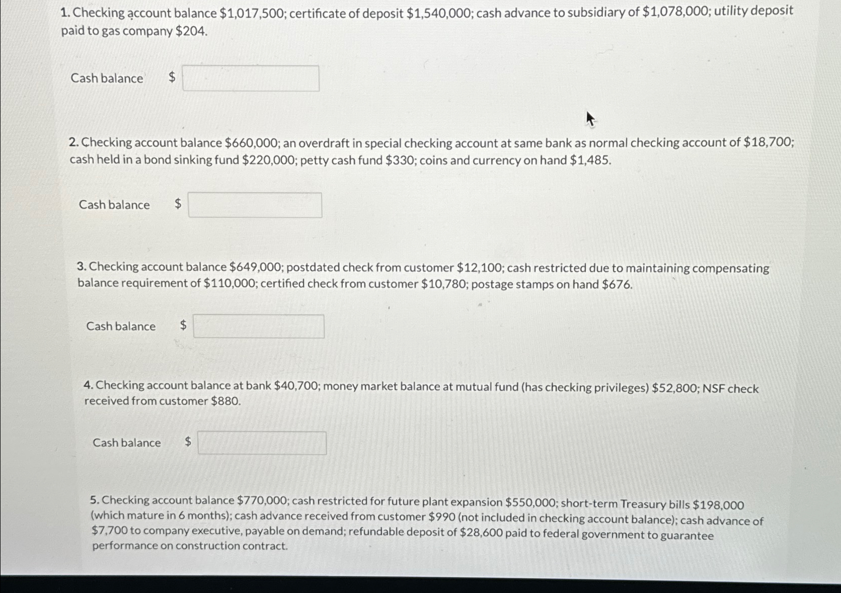 Solved Checking account balance $1,017,500; certificate of | Chegg.com