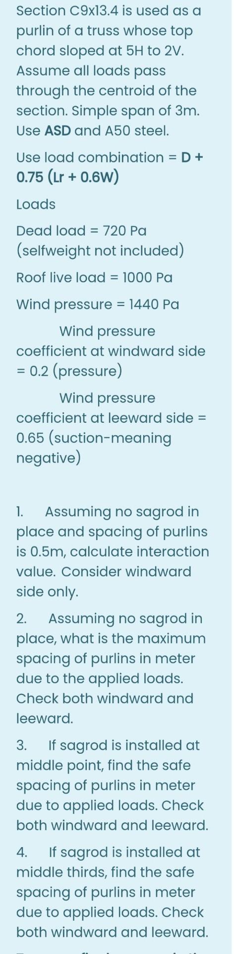 Solved 1. 1.Determine the resultant load on the most | Chegg.com