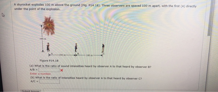Solved A skyrocket explodes 100 m above the ground (Fig. | Chegg.com