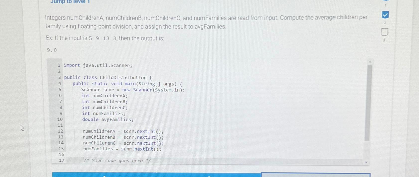 Solved Integers numChildrenA, numChildrenB, numChildrenC, | Chegg.com