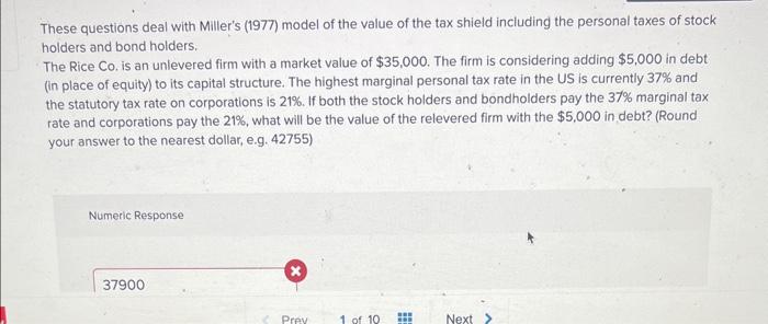 Solved These questions deal with Miller's (1977) model of | Chegg.com