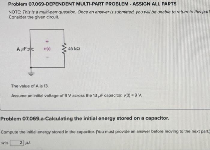 Solved Problem 07.069-DEPENDENT MULTI-PART PROBLEM - ASSIGN | Chegg.com