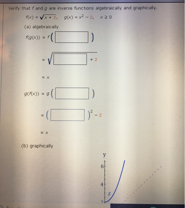 Solved Verify that f and g are inverse functions | Chegg.com