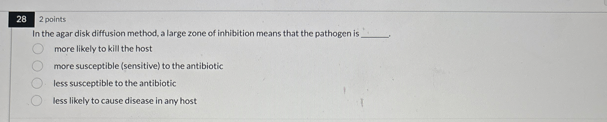 Solved 28 2 ﻿pointsin The Agar Disk Diffusion Method A 0477