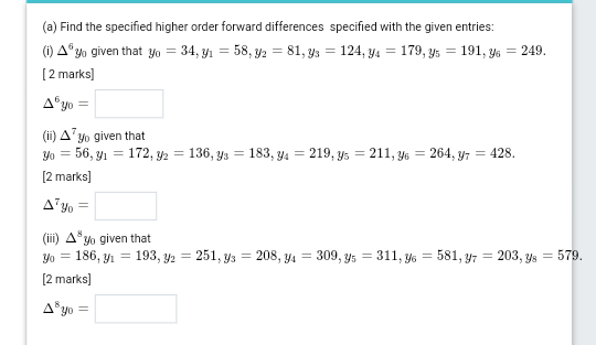 Solved (a) Find the specified higher order forward | Chegg.com