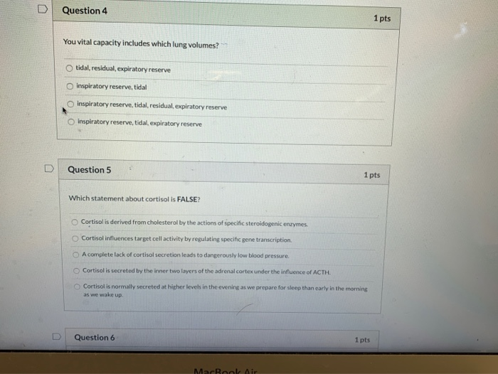 Solved D Question 4 1 pts You vital capacity includes which | Chegg.com