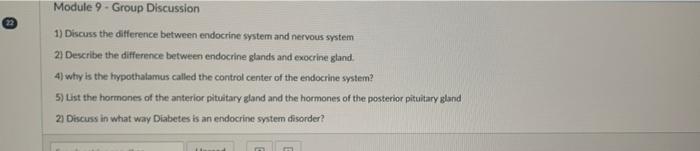 Solved 1) Discuss the difference between endocrine system | Chegg.com