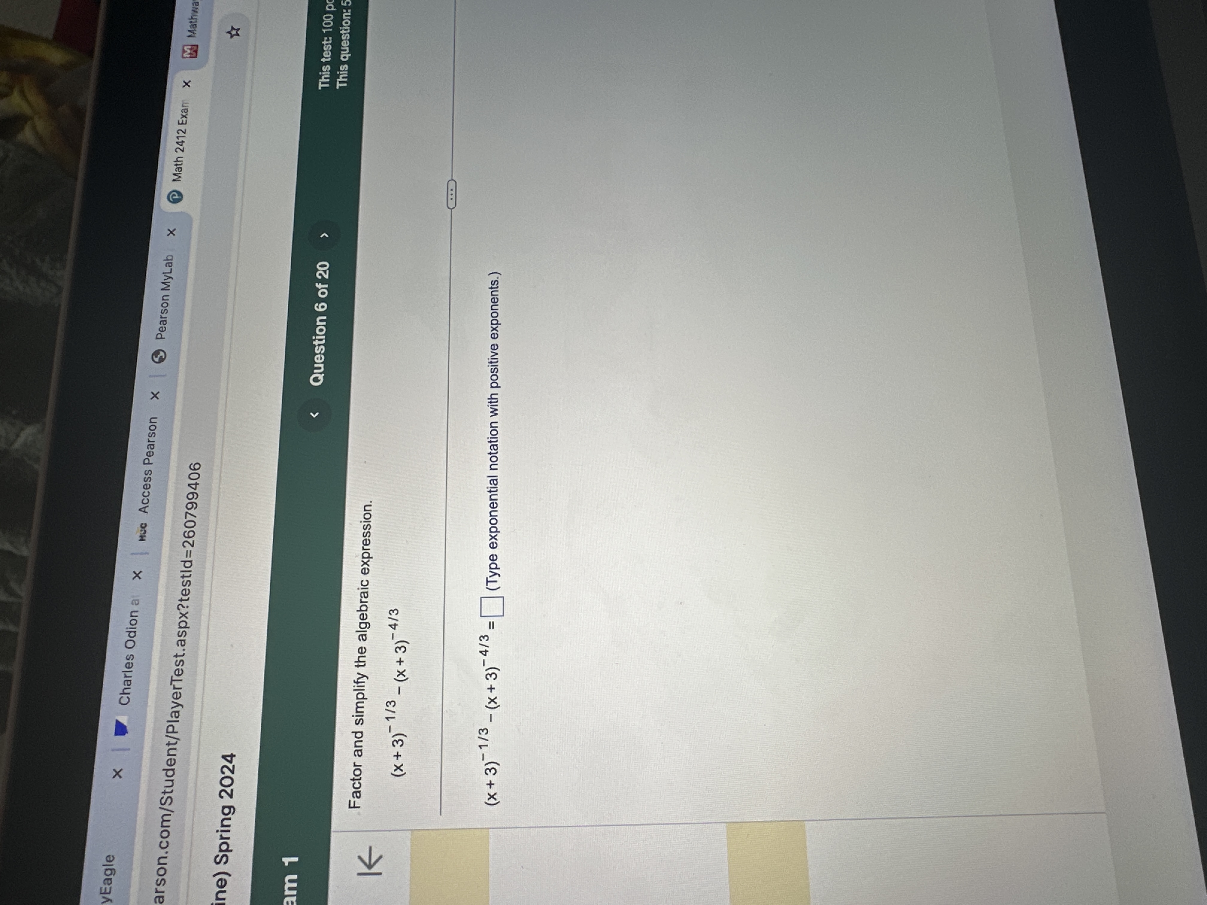 Solved Factor and simplify the algebraic | Chegg.com