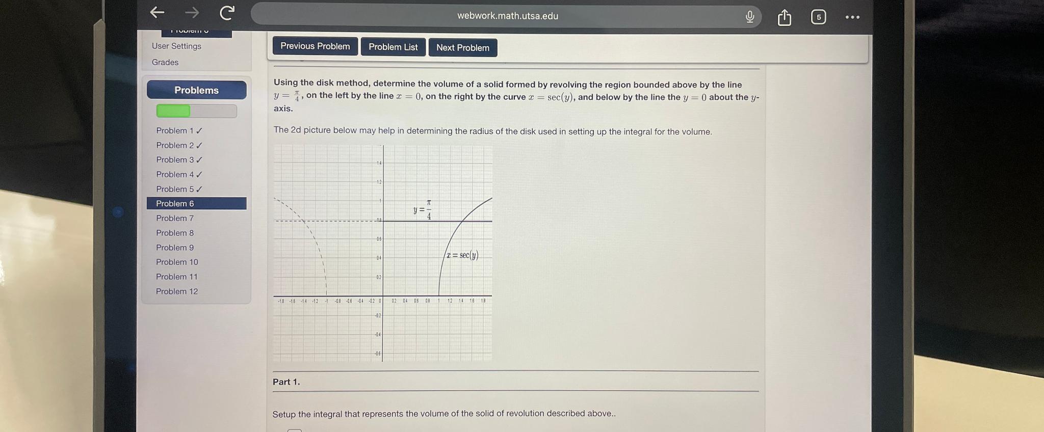 Solved User SettingsGradesProblemsProblem 1 Problem | Chegg.com