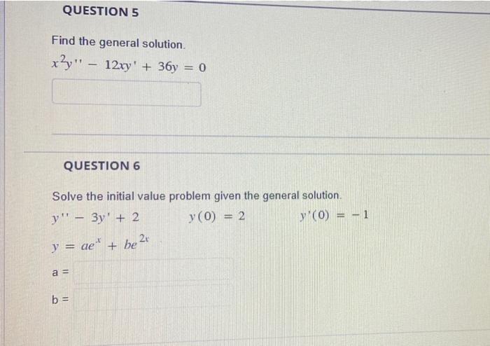 Solved Find the general solution. x2y′′−12xy′+36y=0 QUESTION | Chegg.com