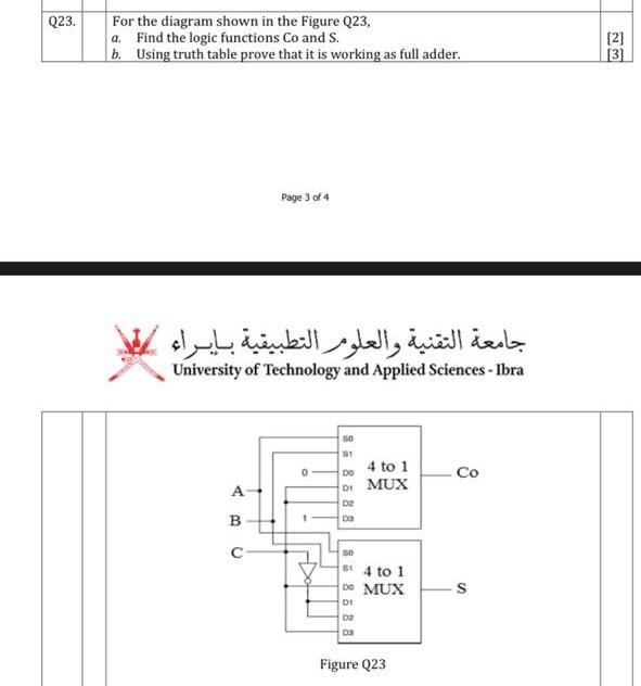 Solved Q23. For the diagram shown in the Figure Q23, a. Find | Chegg.com