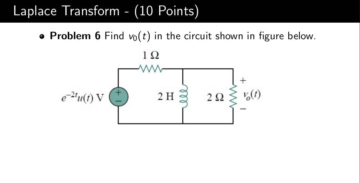 Solved Laplace Transform - (10 ﻿Points)Problem 6 ﻿Find v0(t) | Chegg.com