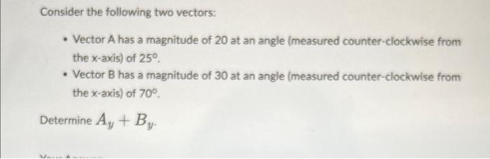 Solved Consider the following two vectors: - Vector A has a | Chegg.com