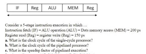 Solved IF Reg ALU MEM Reg Consider a 5-stage instruction | Chegg.com