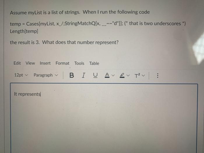 Solved Assume Mylist Is A List Of Strings When I Run The 8461