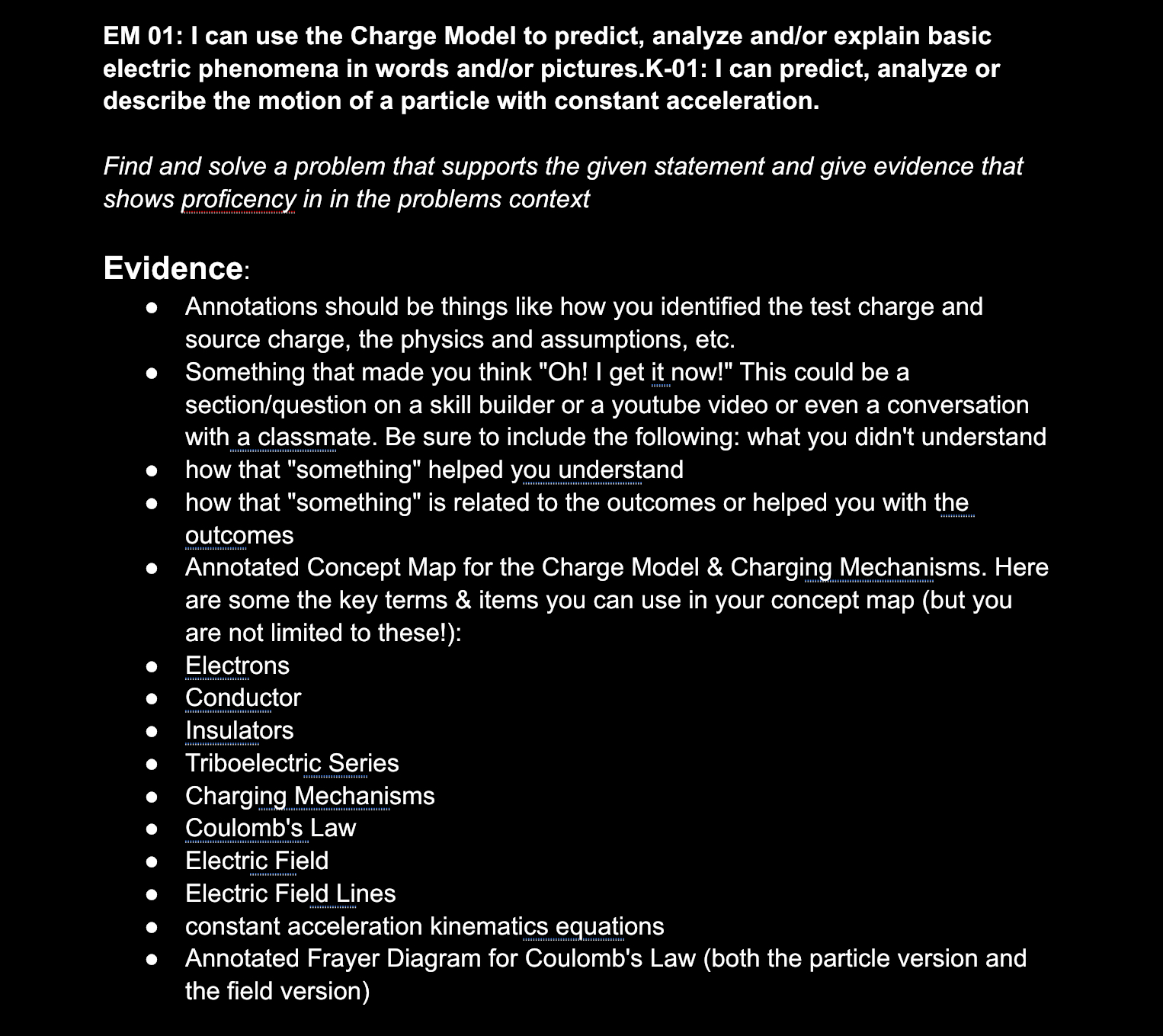 Solved EM 01: I can use the Charge Model to predict, analyze | Chegg.com