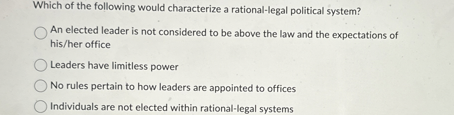 Solved Which of the following would characterize a | Chegg.com