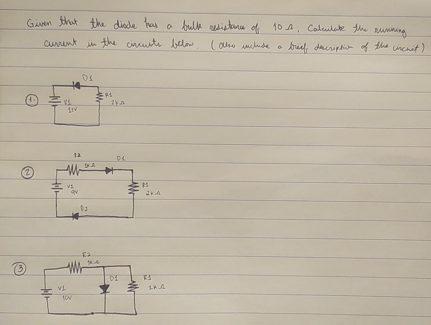 Solved Given that the diode has a bulk resistance of 10 | Chegg.com