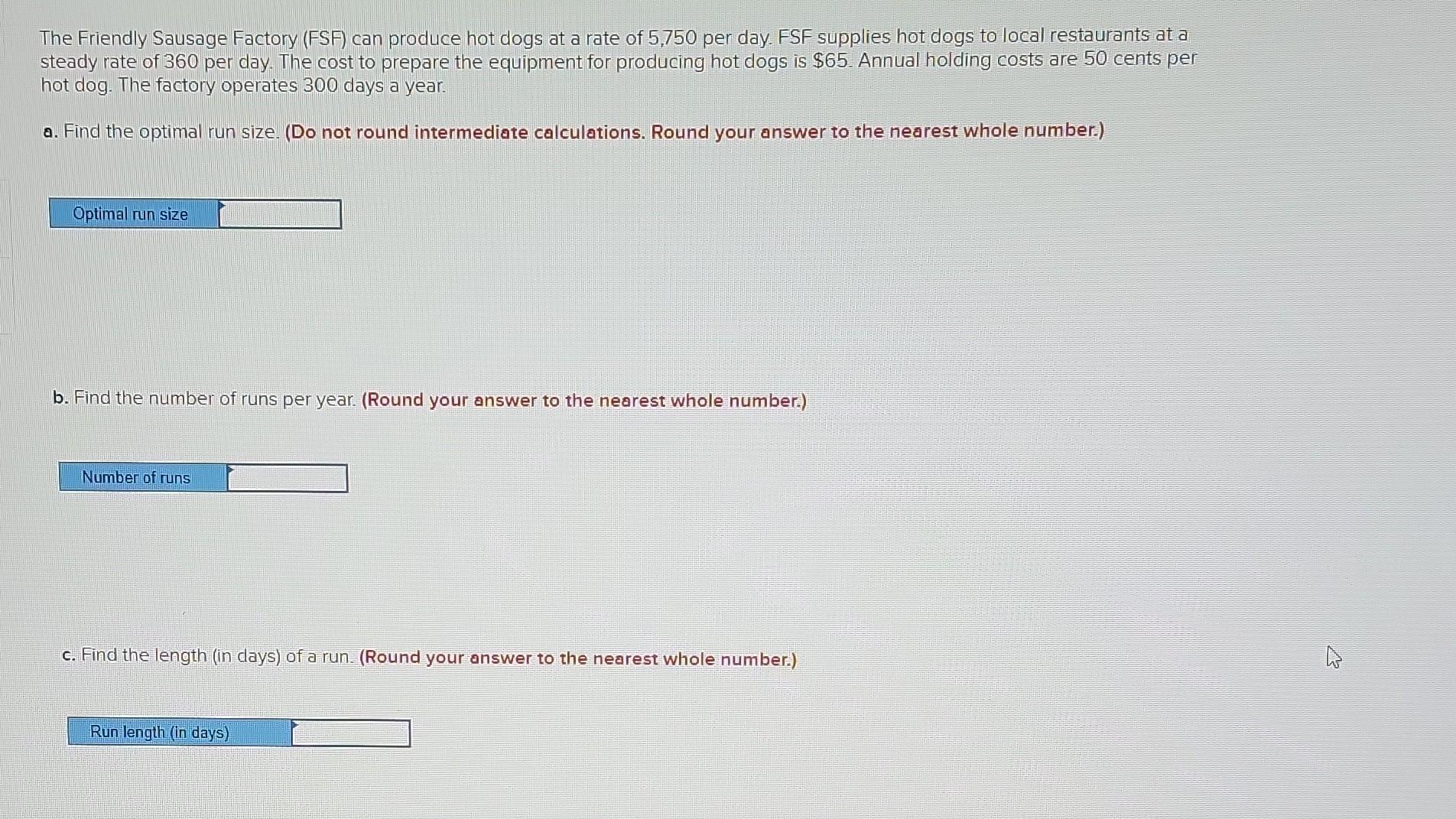 Solved The Friendly Sausage Factory (FSF) can produce hot | Chegg.com