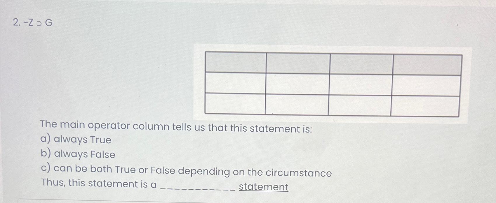 ∼ZsupG\table[[,,,],[,,,],[,,,]]The main operator | Chegg.com