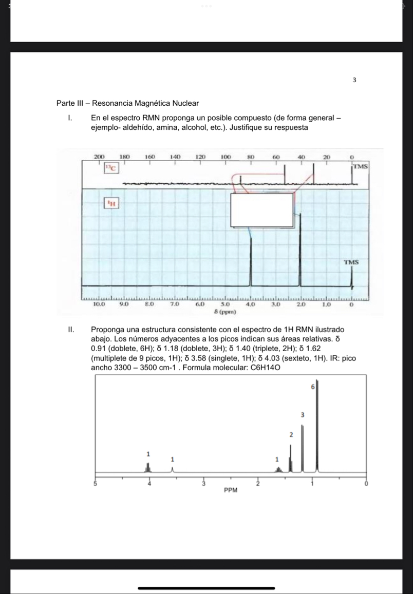 3Parte III - ﻿Resonancia Magnética NuclearI. En el | Chegg.com