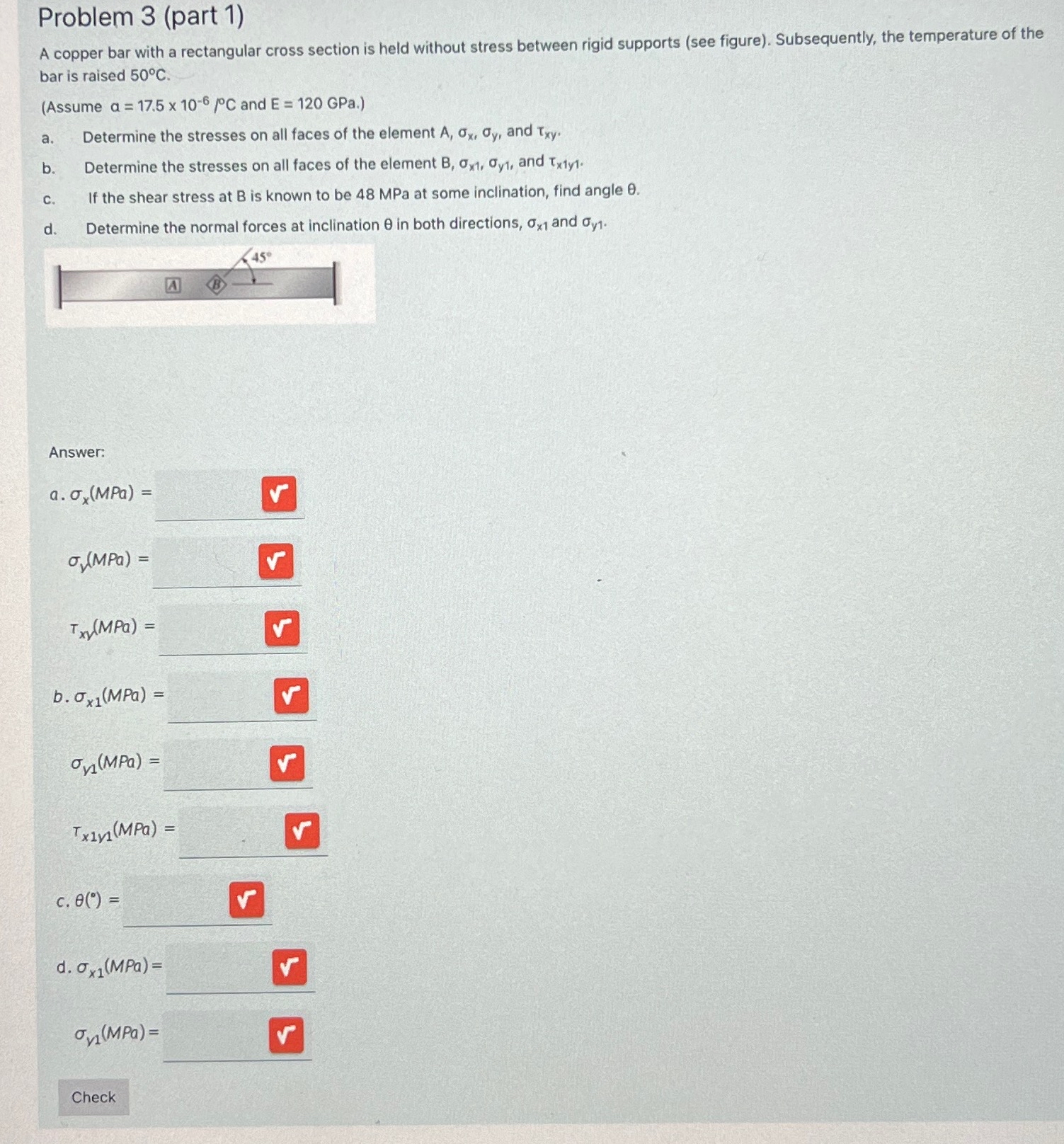 Solved Problem 3 (part 1) ﻿A copper bar with a rectangular | Chegg.com