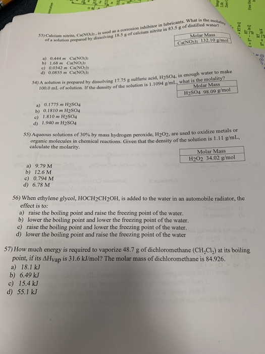 Solved ter? 53) Calcium nitrite, Molar Mass cum nitrite, | Chegg.com