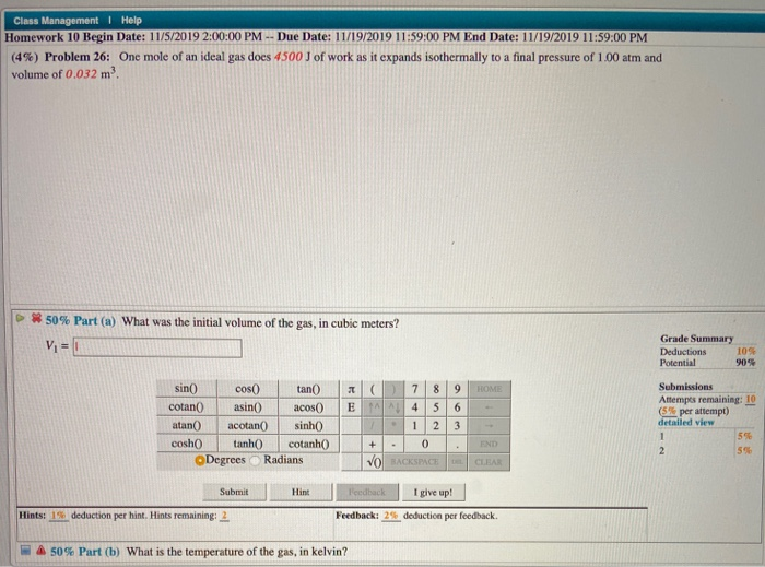 Solved Class Management | Help Homework 10 Begin Date: | Chegg.com