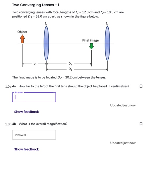 Solved Two Converging Lenses - 1Two converging lenses with | Chegg.com