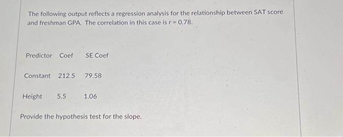 Solved The following output reflects a regression analysis | Chegg.com
