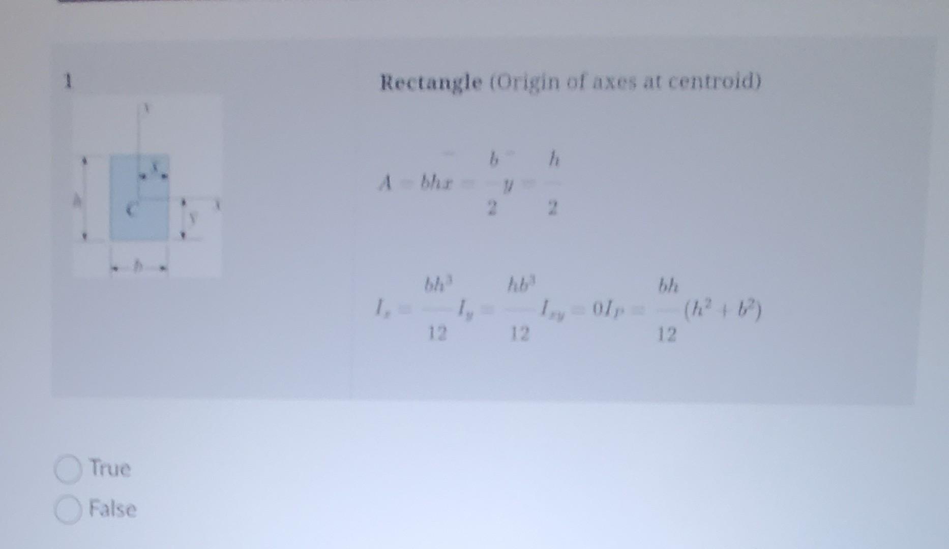 Solved Rectangle (Origin of axes at centroid) | Chegg.com